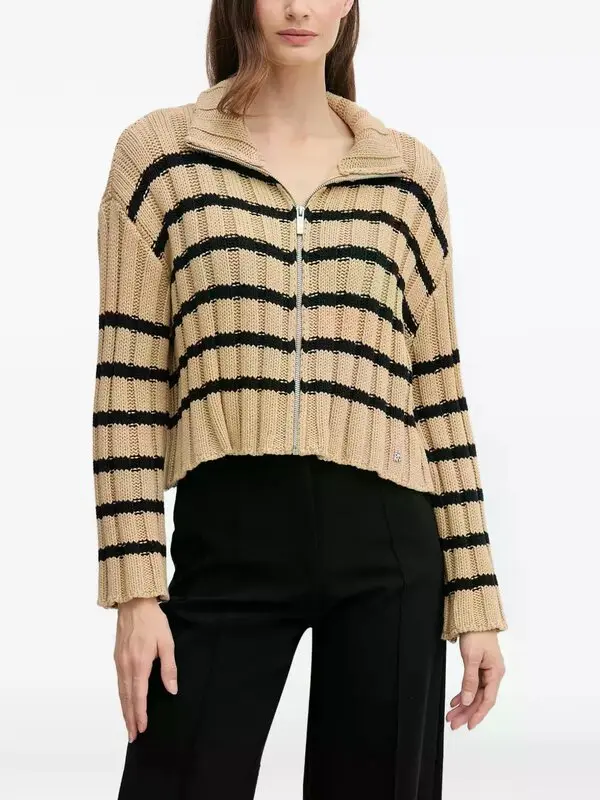 Dkny Striped Zip Cardigan
