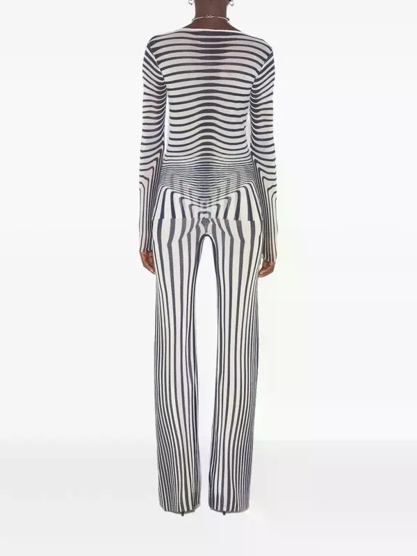 JEAN PAUL GAULTIER Long-sleeve Morphing-stripes Top - White