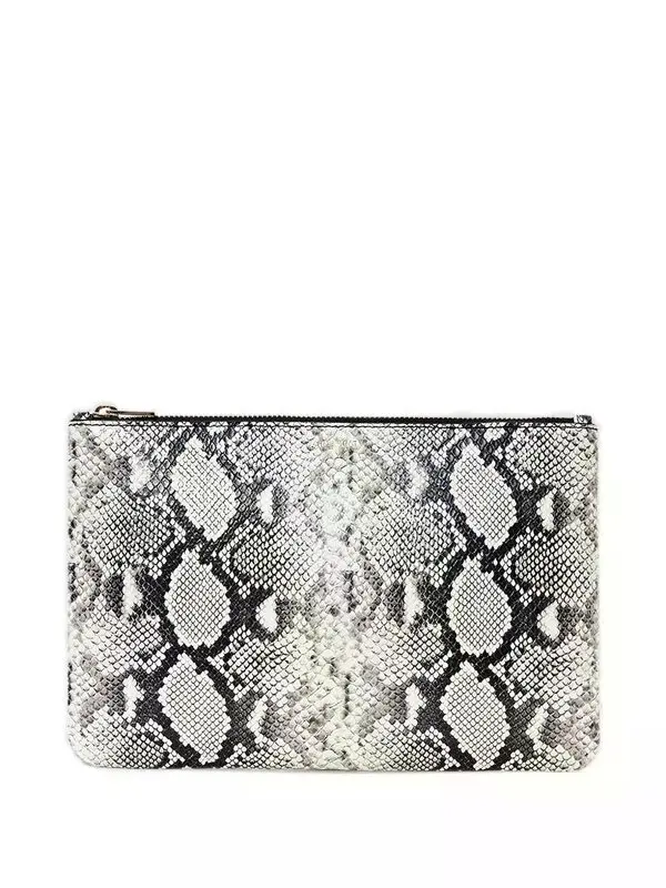 ANINE BING Elly Snakeskin-print Clutch - Grey