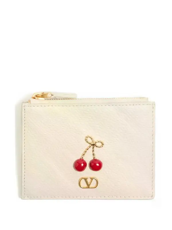 Valentino Garavani Cherryfic Grained Card Holder - Neutrals