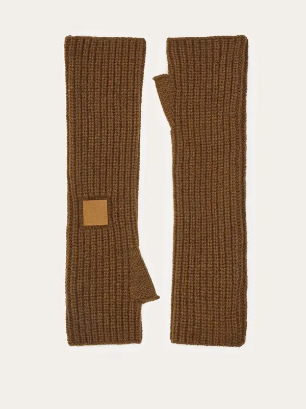 FERRAGAMO Knitted Fingerless Gloves - Brown