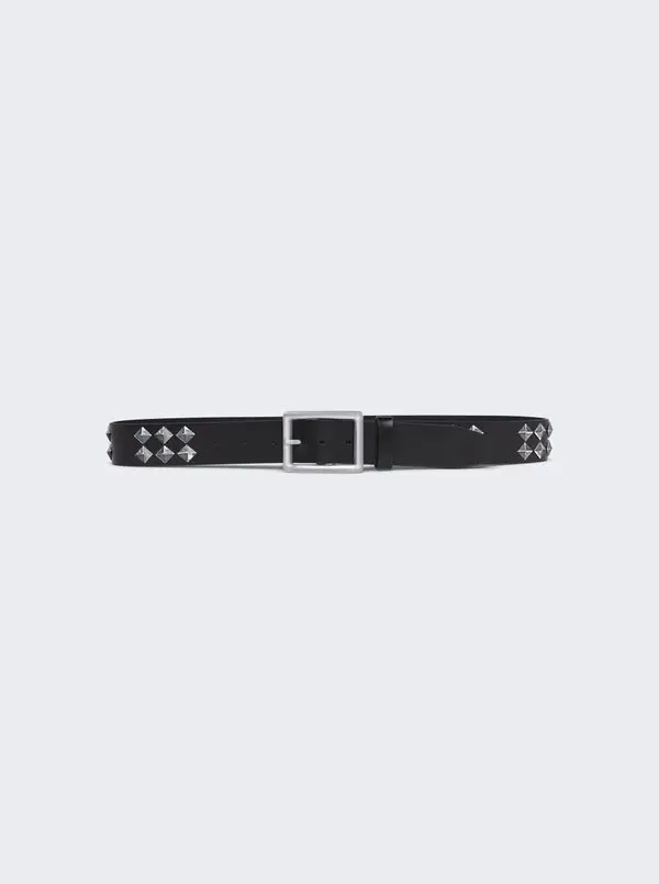 FRAME X Amelia Gray Studded Leather Belt - Black