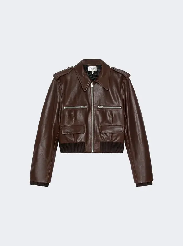 FRAME Aviator Leather Jacket - Brown