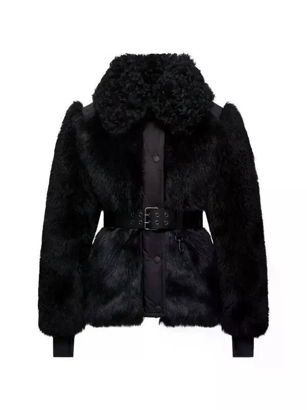 Moncler Valdivian Shearling Faux Fur Jacket - Black