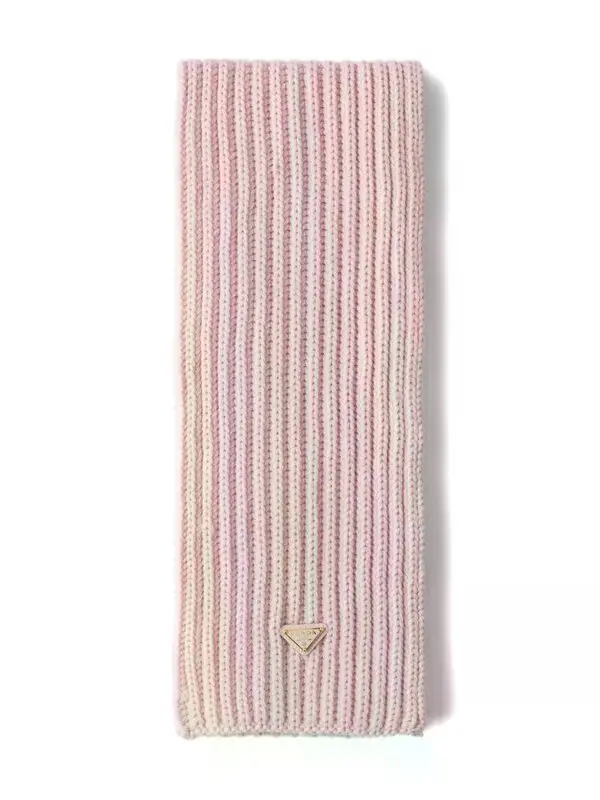 Prada Enameled Triangle Rib Knit Scarf - Pink