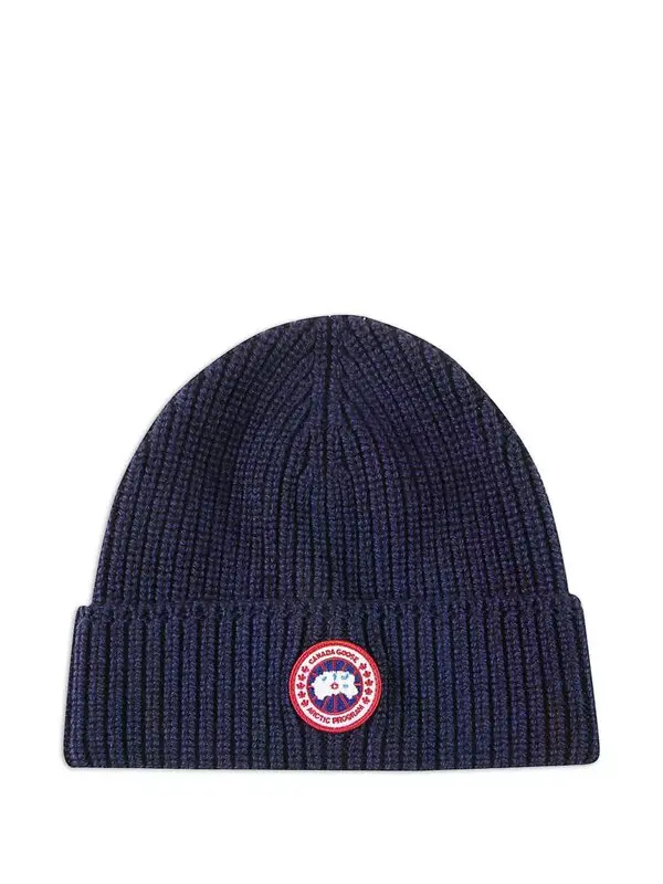 Canada Goose Ribbed Logo-patch Beanie - Blue