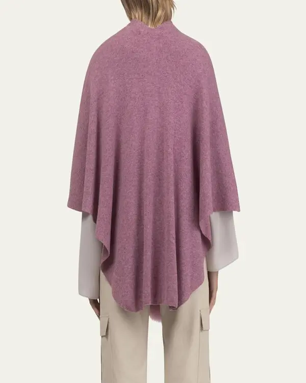Gorski Wool Capelet With Shearling Pompoms - Gray