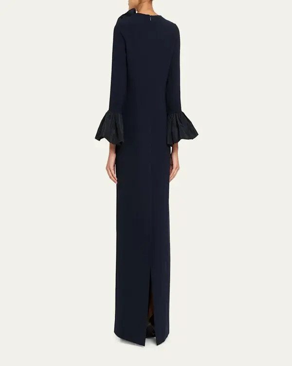 Rickie Freeman For Teri Jon Taffeta-trim Crepe Column Gown