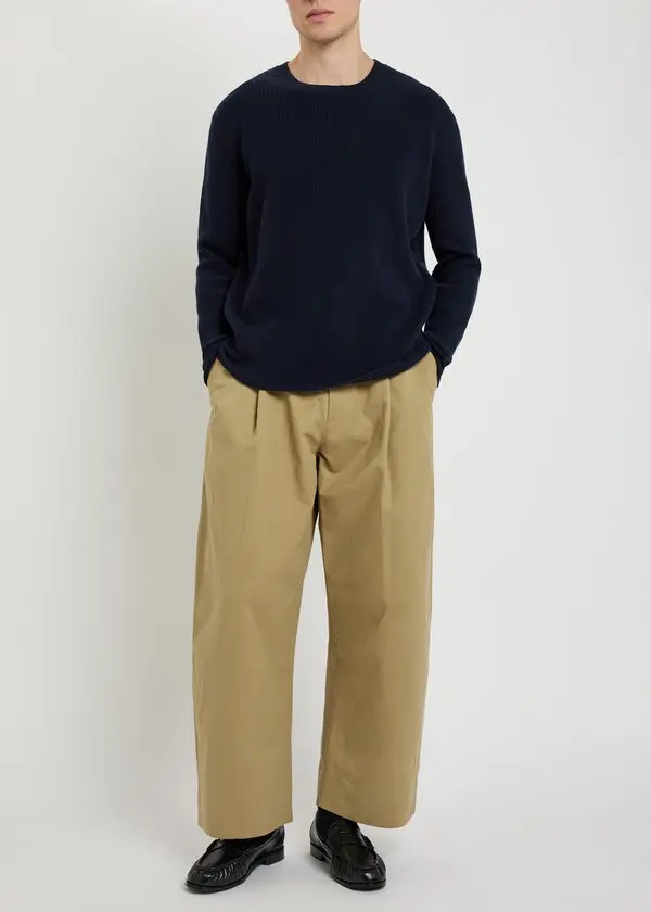Studio Nicholson Peached Pleated Wide-leg Cotton-twill Trousers - Tan