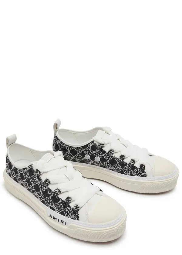 Amiri Ma Quad Court Low Logo-jacquard Leather Sneakers