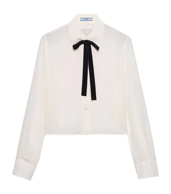 Prada Silk Crepe De Chine Shirt With Pussybow