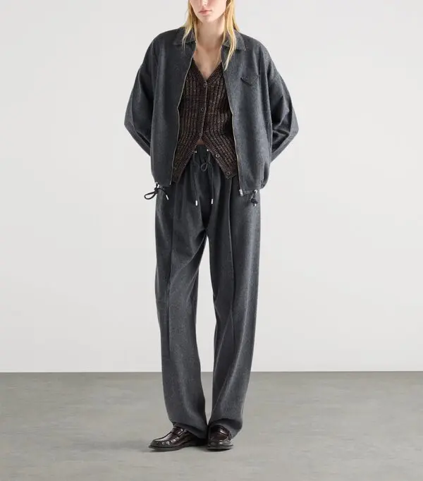 Prada Wool-cashmere Jersey Sweatpants
