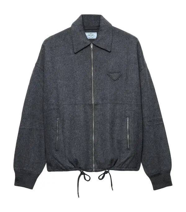 Prada Wool-cashmere Triangle Bomber Jacket