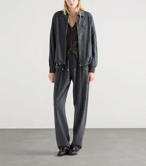 Prada Wool-cashmere Triangle Bomber Jacket