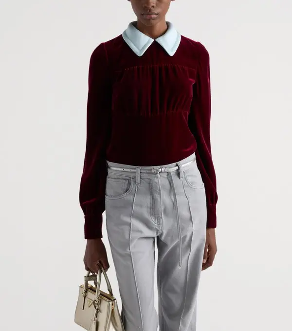 Prada Velvet Polo Top