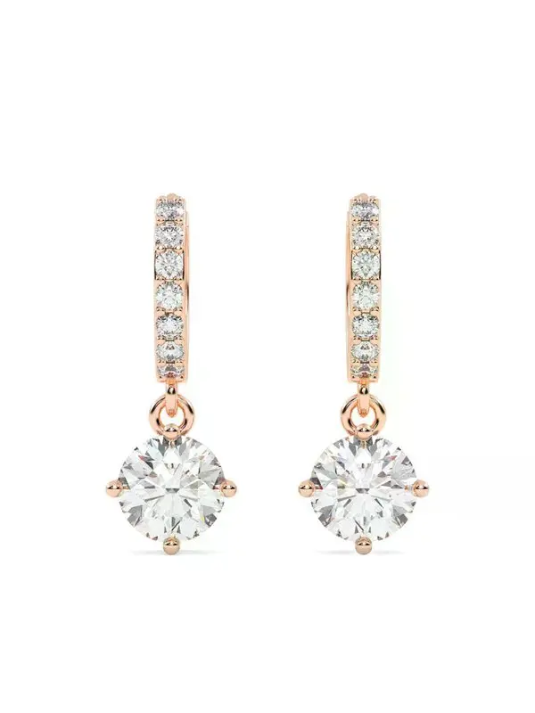 TILLA 14kt Gold Prong Setting Diamond Earrings - Pink