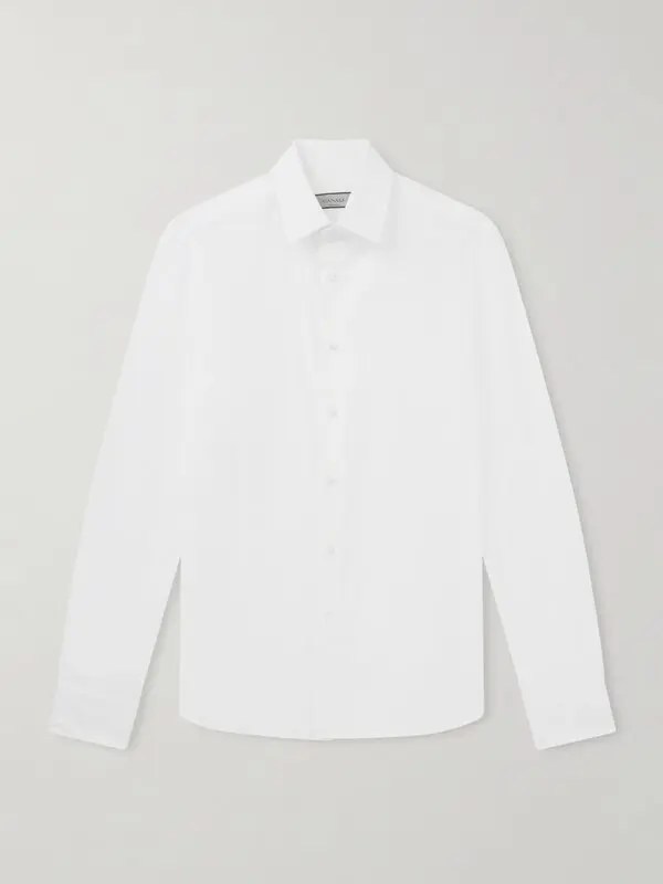 Canali Essential Cutaway-collar Cotton-poplin Shirt - White