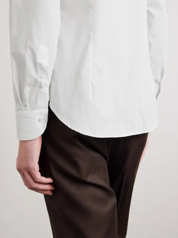 Canali Essential Cutaway-collar Cotton-poplin Shirt - White