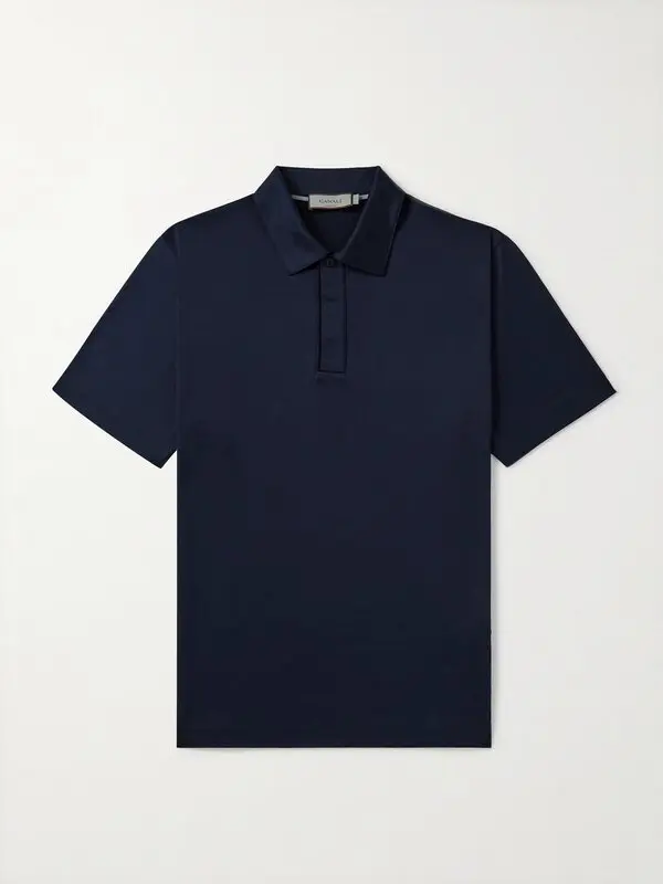 Canali Cotton-jersey Polo Shirt - Blue