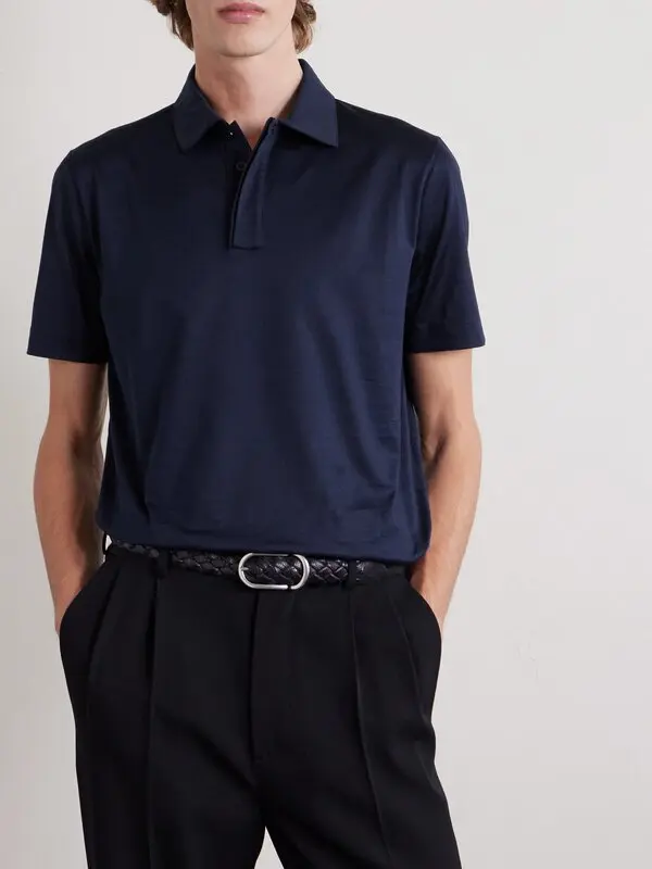 Canali Cotton-jersey Polo Shirt - Blue