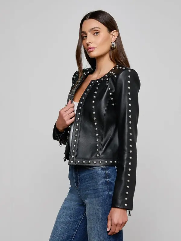 L'Agence Fia Studded Leather Jacket