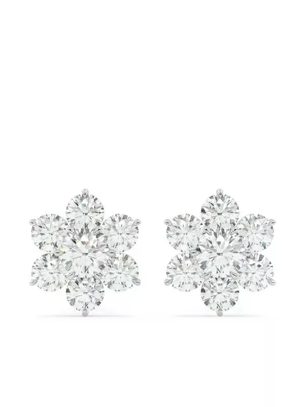 TILLA 14kt White Gold Cluster Earrings - Silver