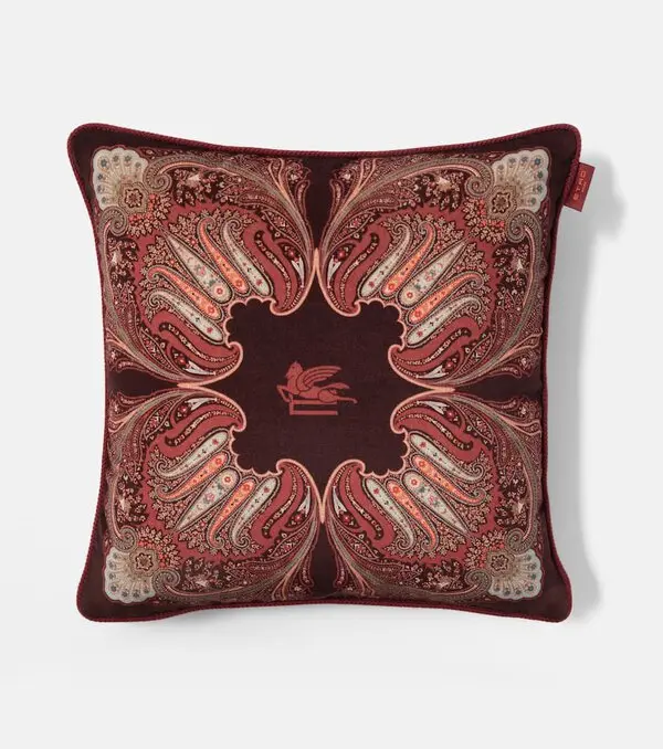 Etro Kiri Cotton Velvet Cushion - Burgundy