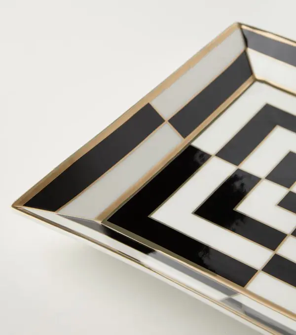 Jonathan Adler Op Art Porcelain Tray - Black