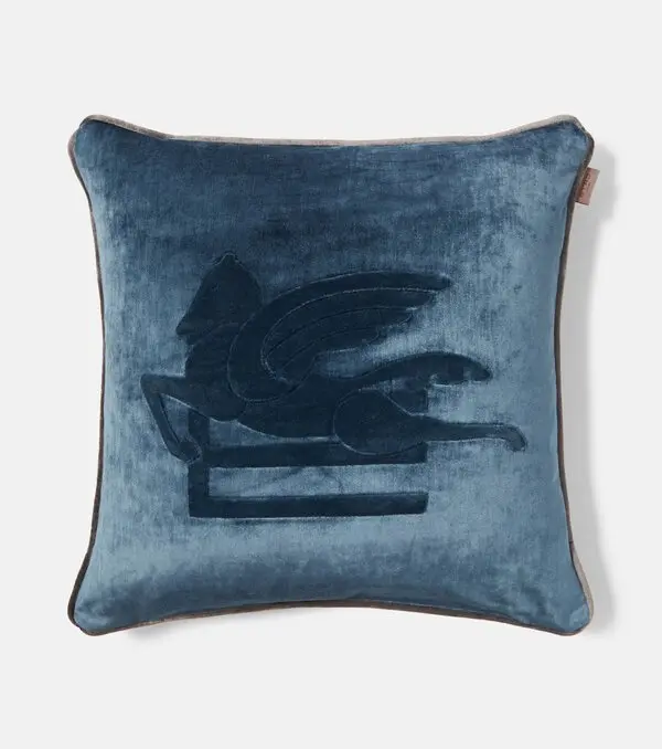 Etro New Pegaso Embroidered Cushion - Blue