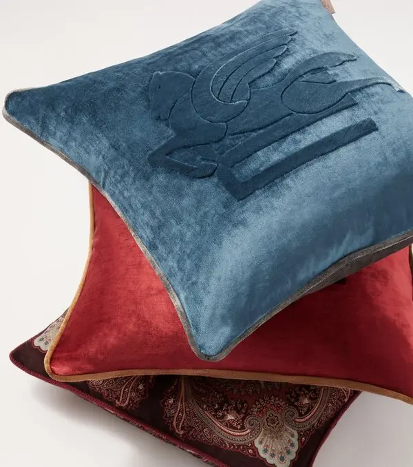 Etro New Pegaso Embroidered Cushion - Blue