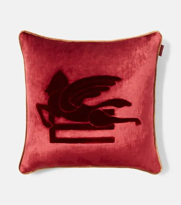 Etro Pegaso Embroide Velvet Cushion - Red