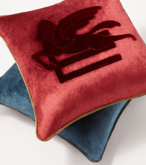 Etro Pegaso Embroide Velvet Cushion - Red