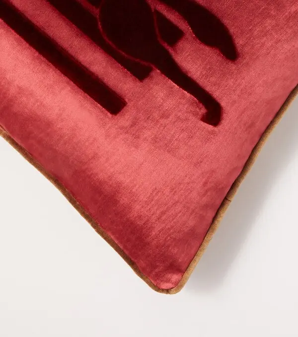 Etro Pegaso Embroide Velvet Cushion - Red