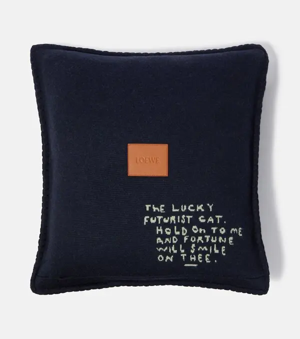 Loewe X Louis Wain Wool Jacquard Cushion - Blue
