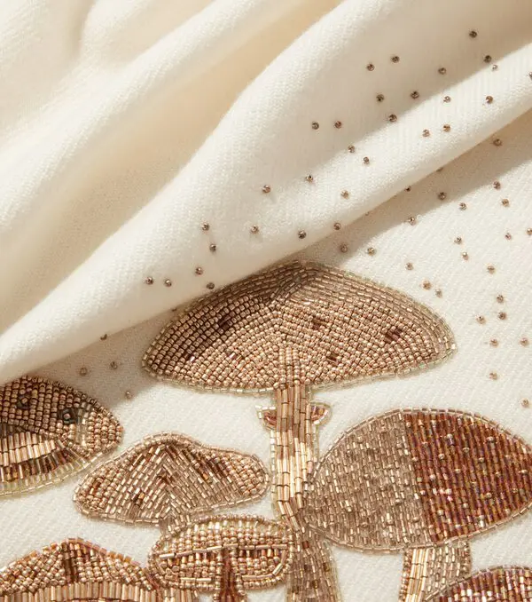 Jonathan Adler Mushrooms Beaded Wool Throw