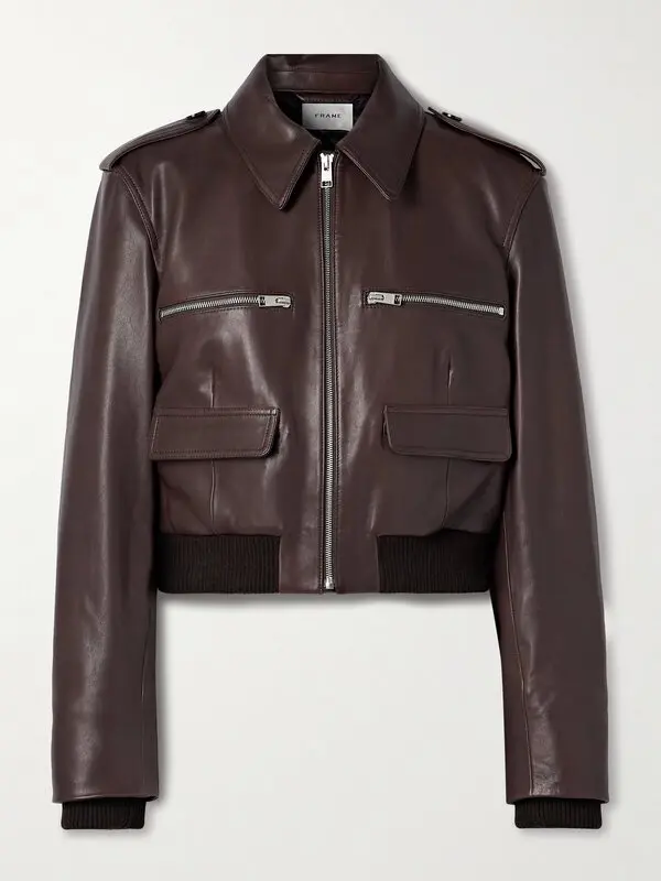 FRAME The Aviator Leather Jacket - Brown