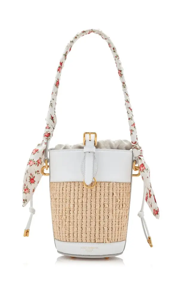 Dolce & Gabbana Re-edition 2000's Crochet And Leather Bucket Bag - White