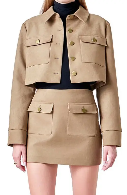Endless Rose Faux Suede Crop Jacket
