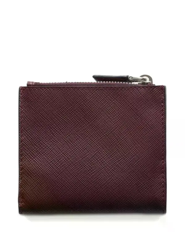 Prada Small Triangle Logo Saffiano Leather Wallet - Red