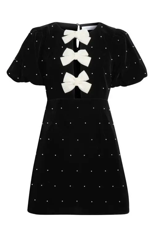 All In Favor Puff Sleeve Bow Minidress In Black - 55% Off | Editorialist