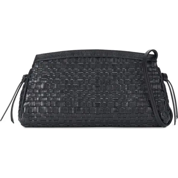 Staud Maude Convertible Leather Clutch - Black Woven