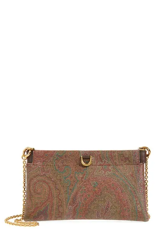 Etro Arnica Coated Canvas Wallet On A Chain - Brown