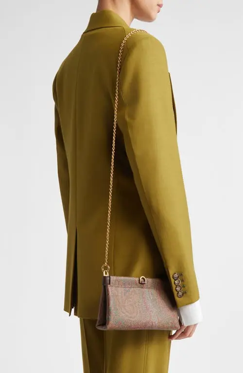 Etro Arnica Coated Canvas Wallet On A Chain - Brown