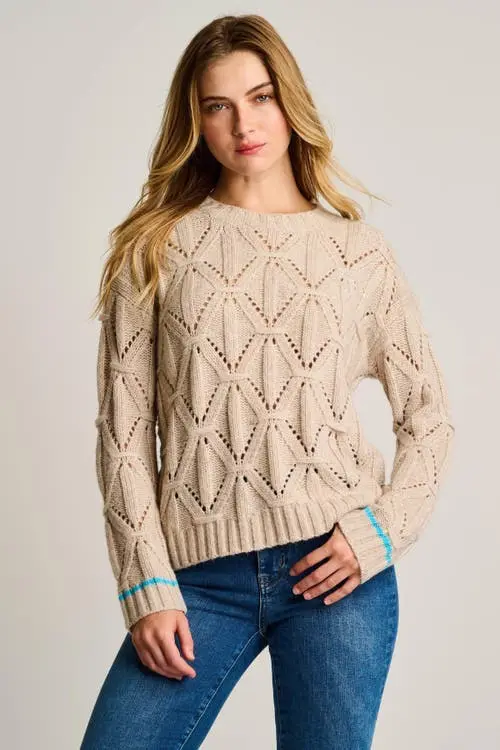 Lisa Todd Cable Crew Neck Pullover - Oatmeal