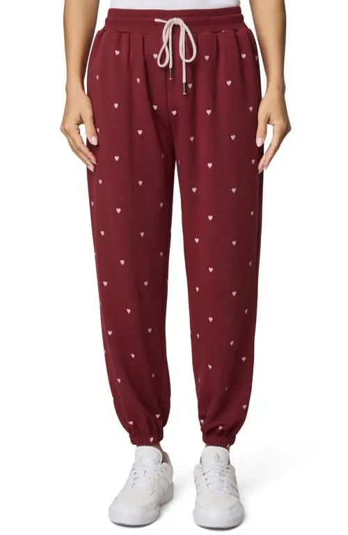 Splendid Love Lounge Embroidered Joggers - Red/white Rose