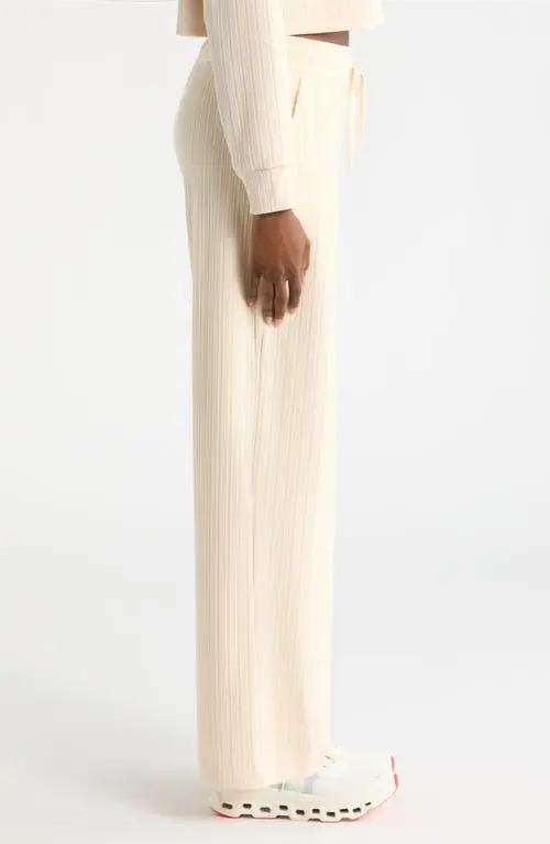 Beyond Yoga Breathe Easy Ribbed Drawstring Waist Pants - Ivory