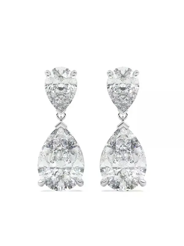 TILLA 14kt White Gold Pear Dangling Earrings - Silver