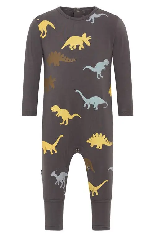 TINY TRIBE Dino Print Cotton Romper - Charcoal