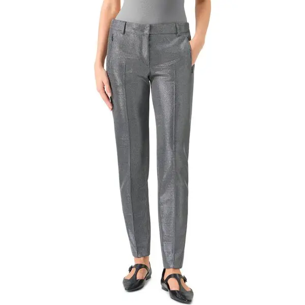 Akris Brushed Metallic Tailored Pants