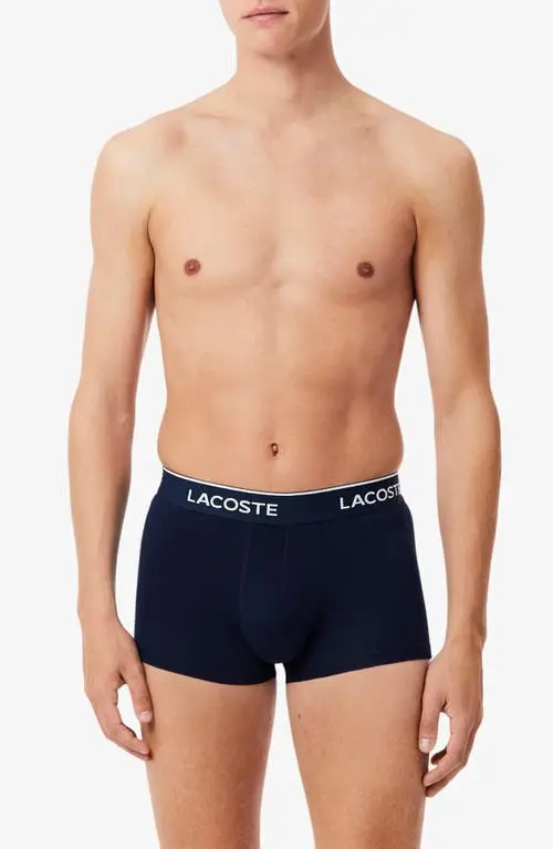 Lacoste Core Essentials Assorted 3-pack Stretch Cotton Boxer Briefs - Navy Blue/green-red-navy